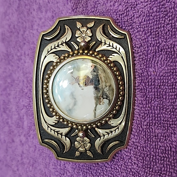 Accessories | Brass Belt Buckle With Ceramic Insert | Poshmark